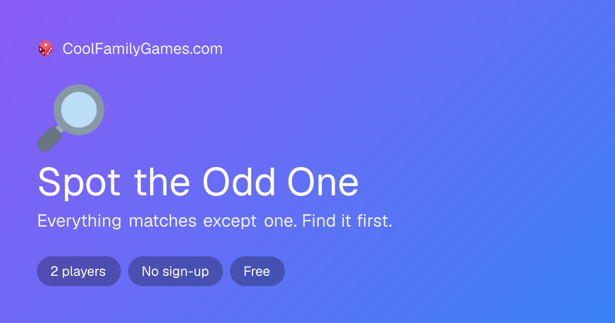 Spot the Odd One - Free 2 Player Game on One Screen